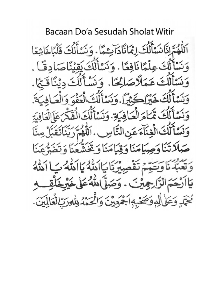 Doa Kamilin Dan Witir | PDF