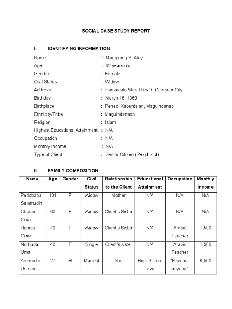 Social Case Study Report | PDF | Health Sciences