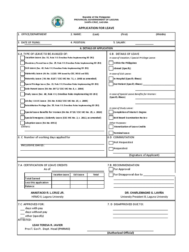 Leave Form S. 2020 | PDF | Sick Leave | Government