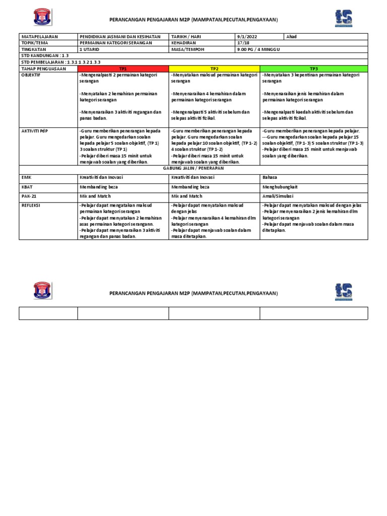 Erph Catch-Up Plan T1 PJPK | PDF