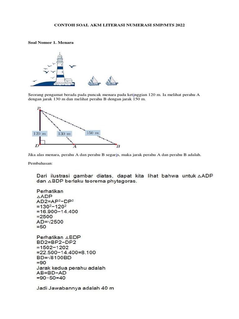Contoh Soal Akm Literasi Numerasi SMP | PDF
