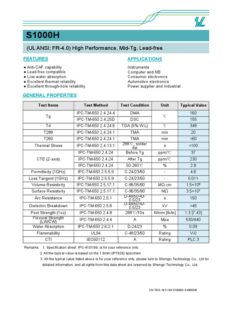 Stackup - CN TDS 1911 03 S1000H S1000HB | PDF | Materials | Materials ...