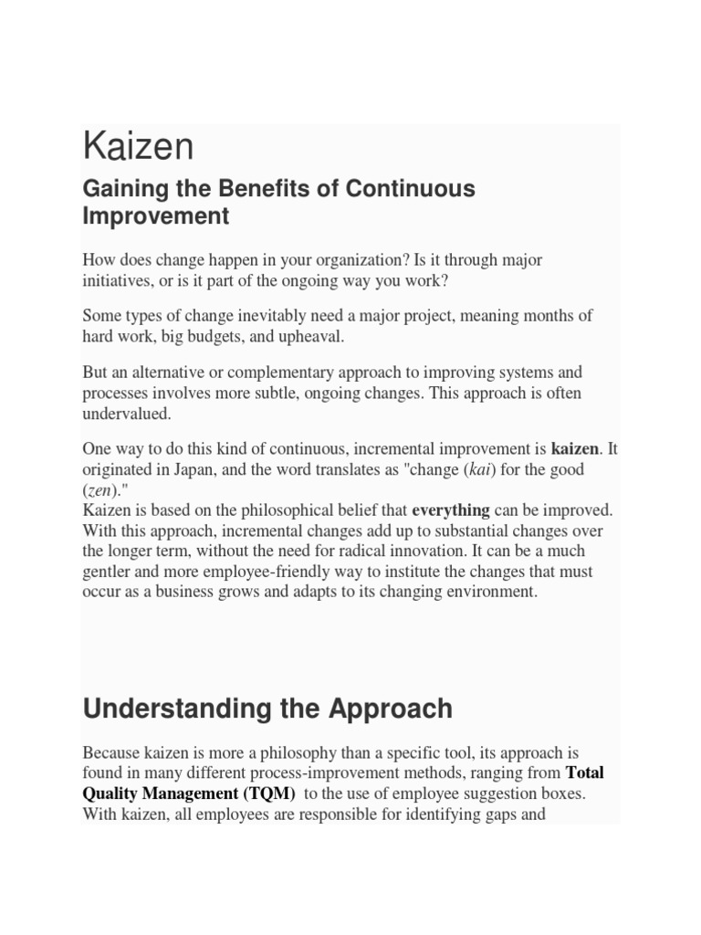 KAIZEN | PDF | Waste | Business Process