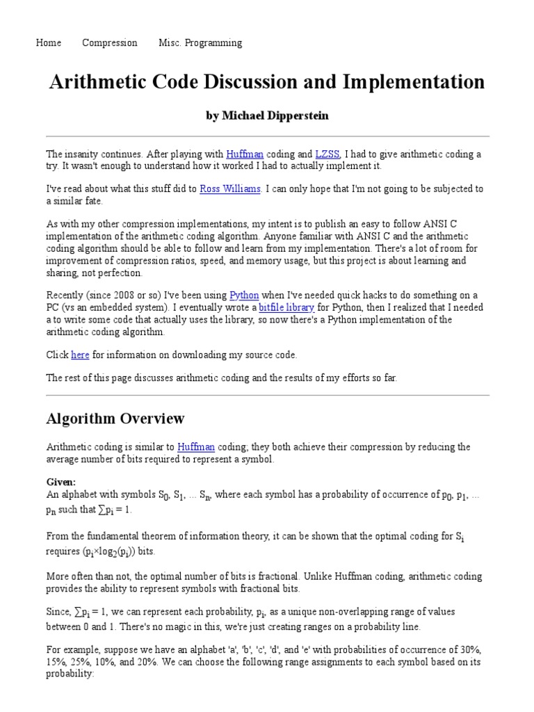 Arithmetic Code Discussion and Implementation | PDF | Code | String ...