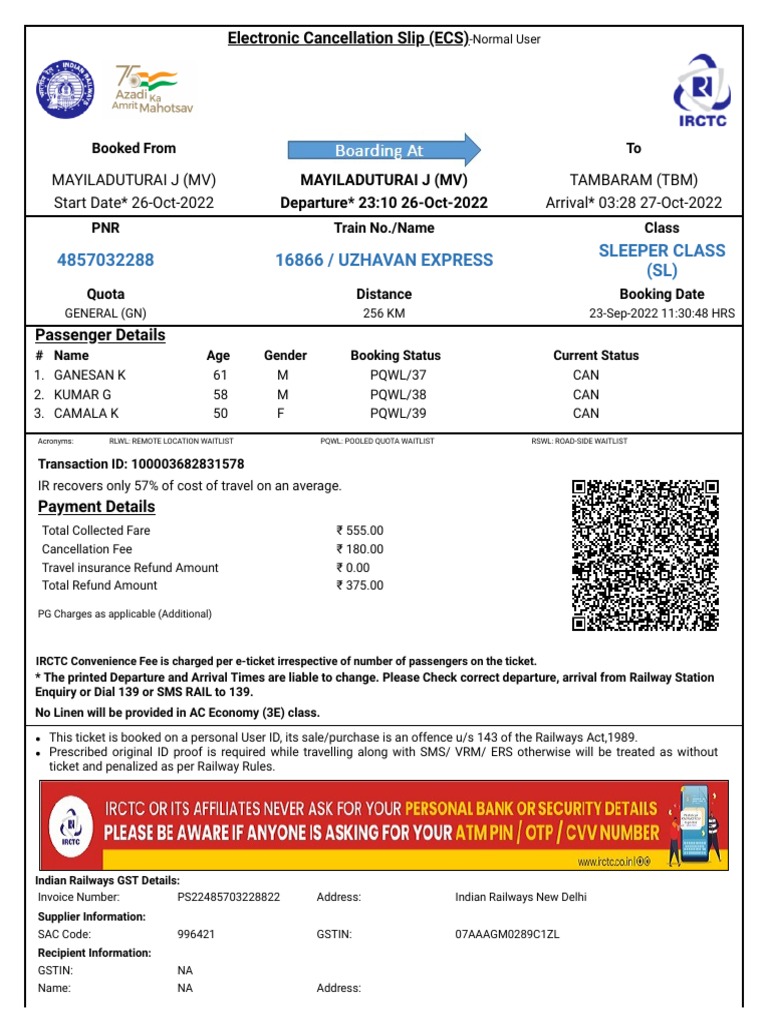Cancelled Ticket | PDF | Identity Document