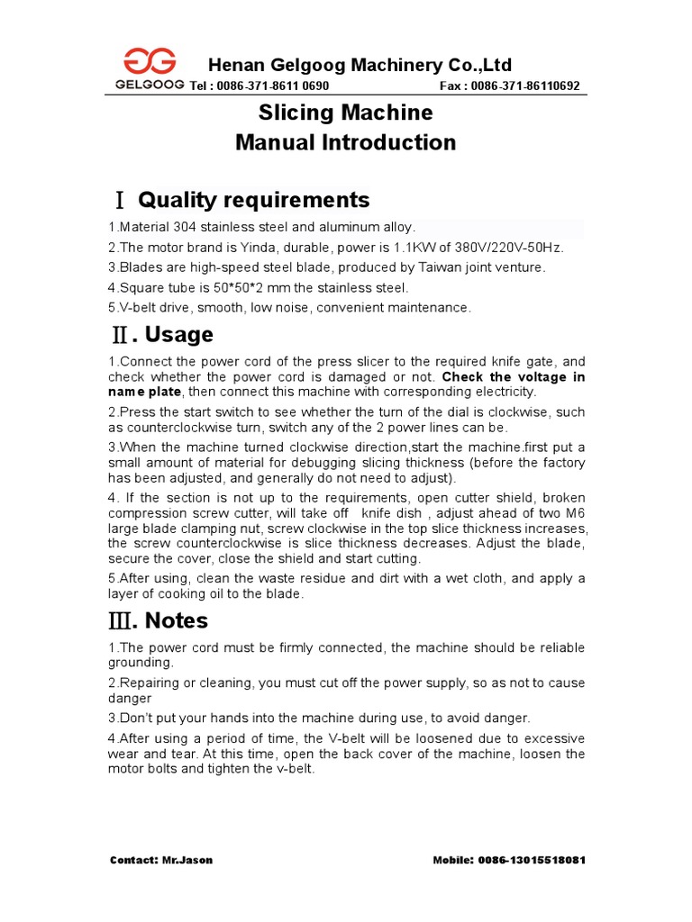 Operating Instructions and Safety Guidelines for the Henan Gelgoog ...