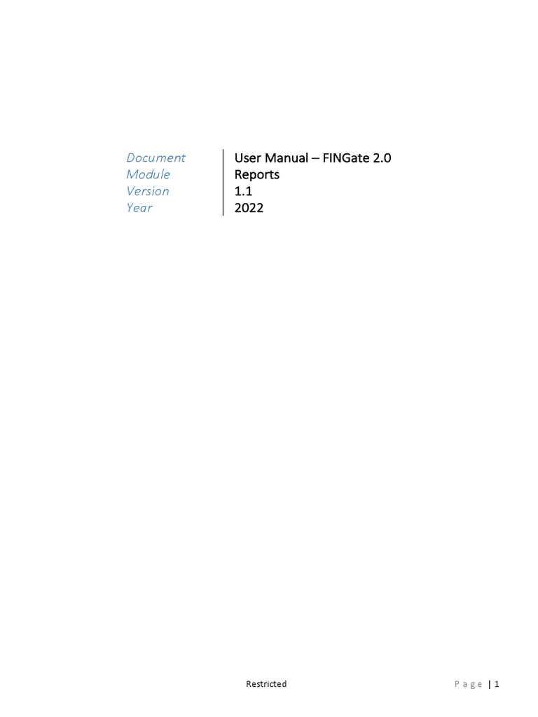 FINGate 2.0 User Manual: Reports | PDF | Computer File | Computing