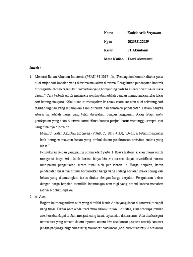 Kadek Arik Setyawan (202033122039) UAS Teori Akuntansi | PDF