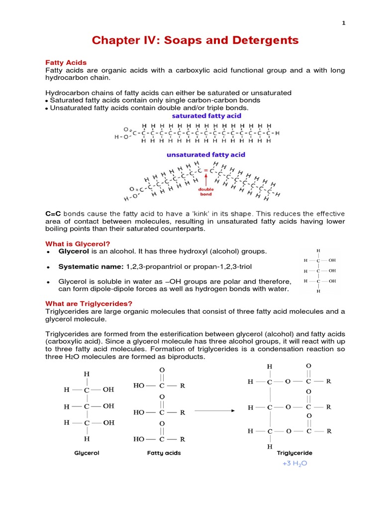Chapter IV Soap and Detergen | PDF | Detergent | Fatty Acid