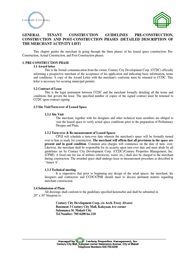 General Tenant Construction Guidelines | PDF | Lease | Fire Safety General Tenant Construction Guidelines | PDF | Lease | Fire Safety