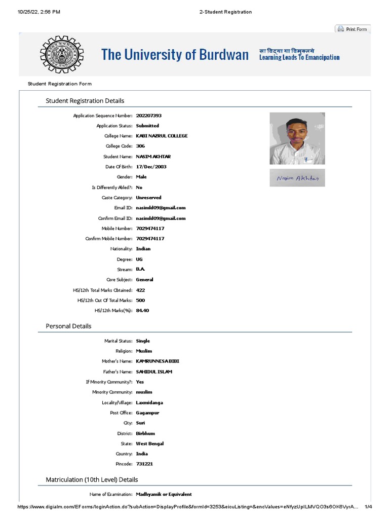 Nasim Registration | PDF | Educational Stages
