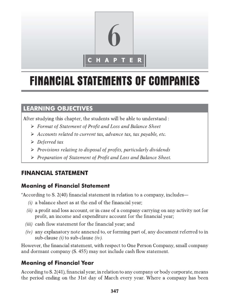 Financial Statements of Companies | PDF