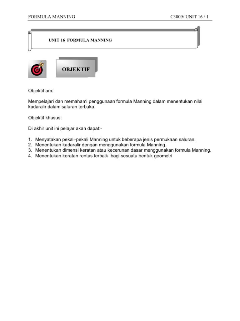 UNIT16 (Formula Manning) | PDF | Teknologi & Rekayasa