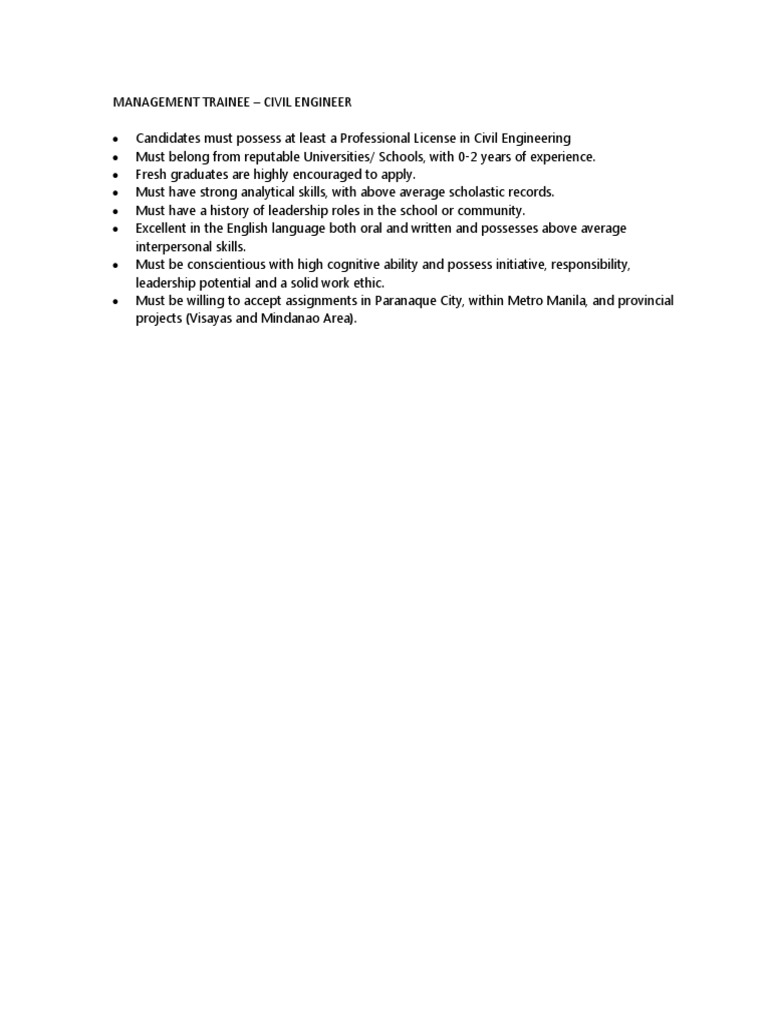 Management Trainee - Qualifications | PDF | Career & Growth