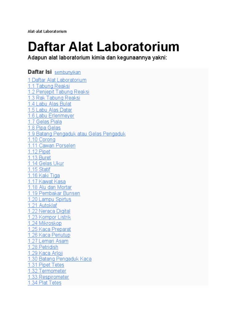 Alat Laboratorium Kimia dan Fungsinya | PDF