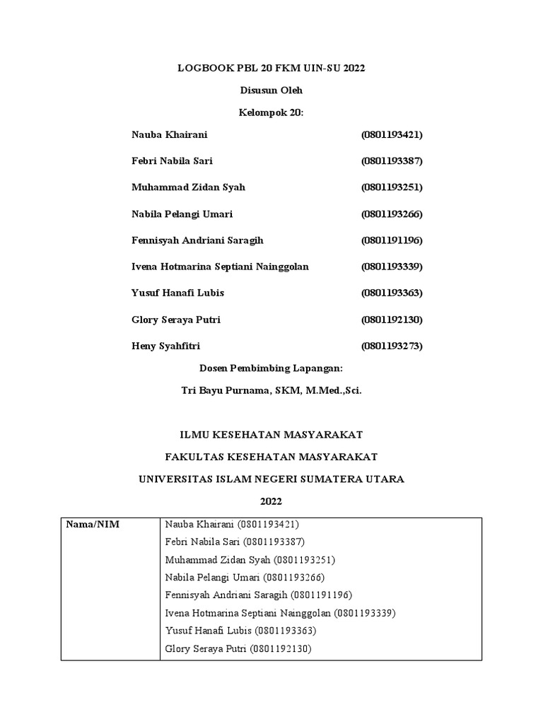 Logbook PBL 20 | PDF