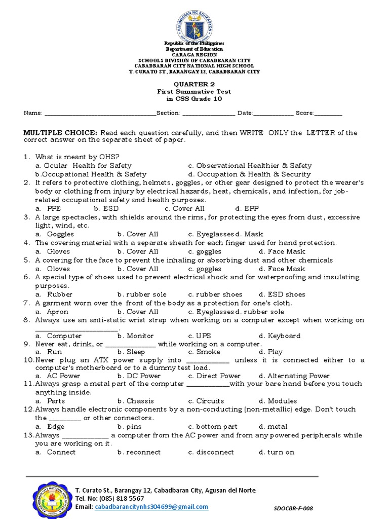 2ND Summative CSS 10 | PDF | Electromagnetic Interference | Personal ...