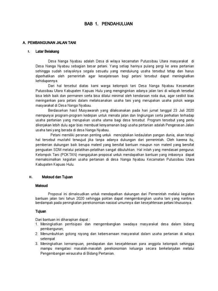 Proposal Pembangunan Jalan Tani | PDF | Teknologi & Rekayasa