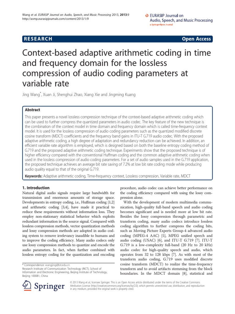 Context Based Adaptive Arithmetic Coding Pdf Data Compression Applied Mathematics
