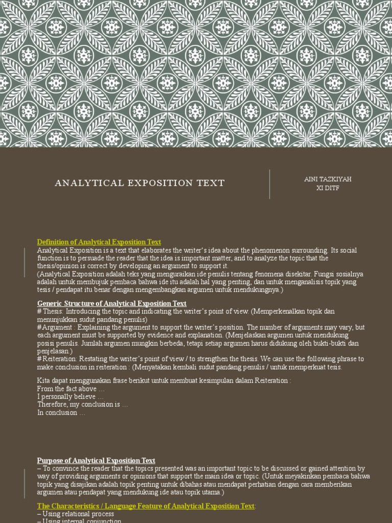 Analytical Exposition Text | PDF