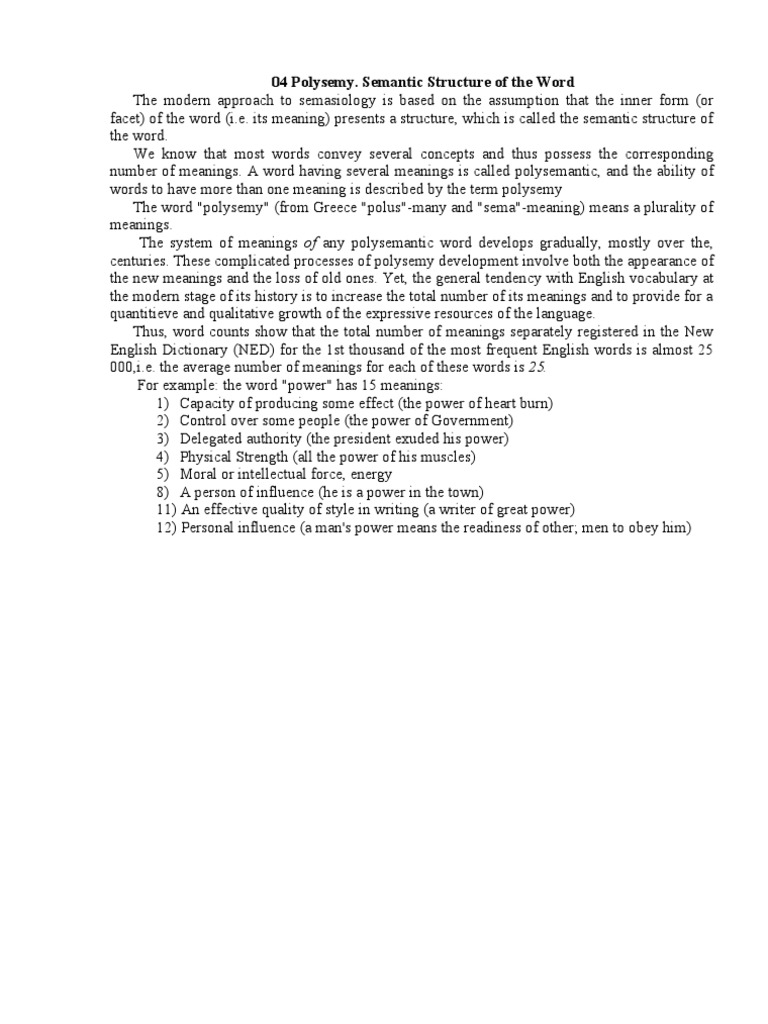 04 Polysemy | PDF | Word | Semantics