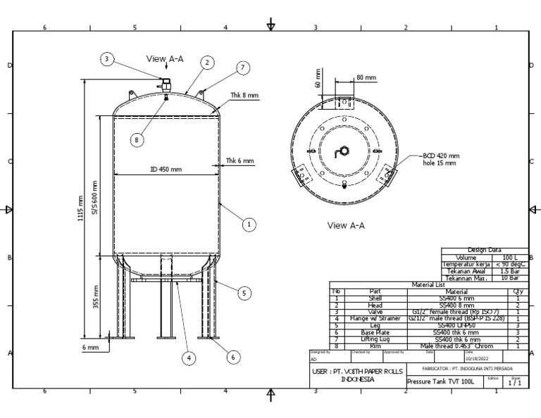 Pressure Tank TVT 100L | PDF | Mechanical Engineering | Gas Technologies