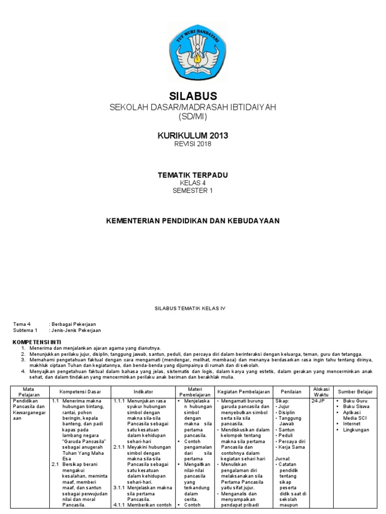Silabus Kelas 4 Tema 4 | PDF