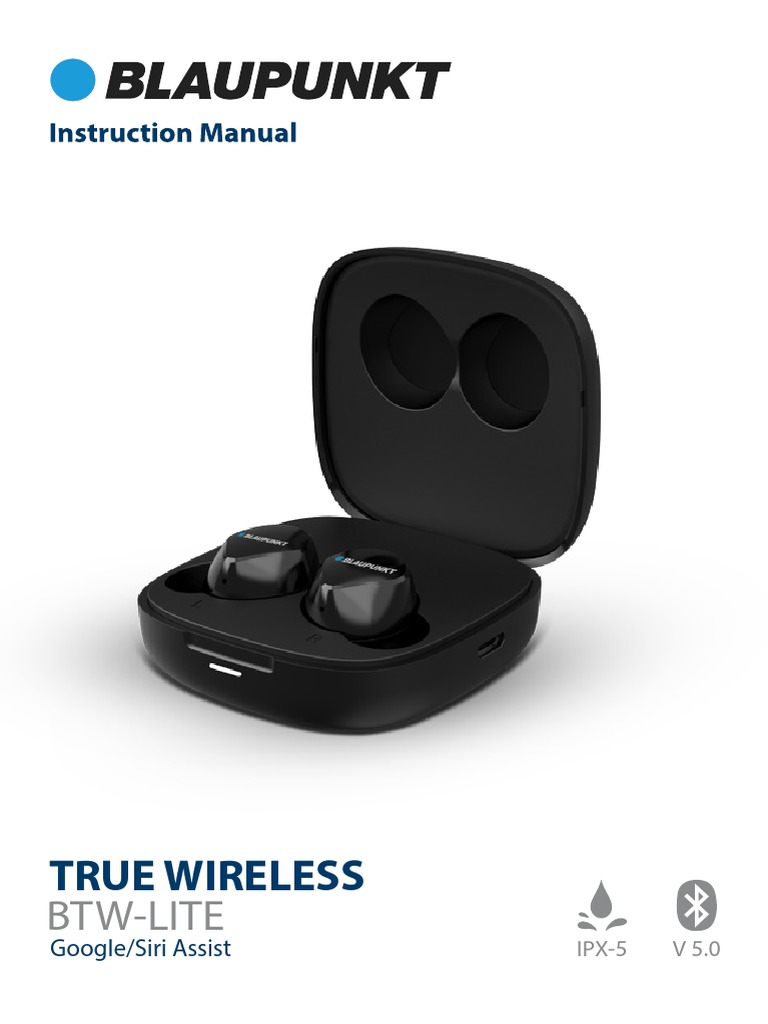 Blaupunkt BTW-LITE Earbuds Manual | PDF | Headphones | Bluetooth