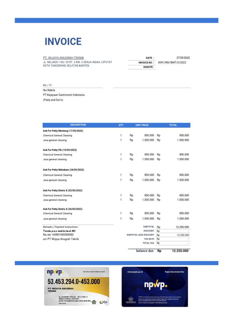 Invoice Patty and Son's (0041) | PDF | Finance & Money Management ...
