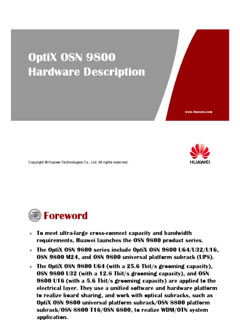 OTC119101 OptiX OSN 9800 Hardware Description | PDF | Wavelength Division Multiplexing ...