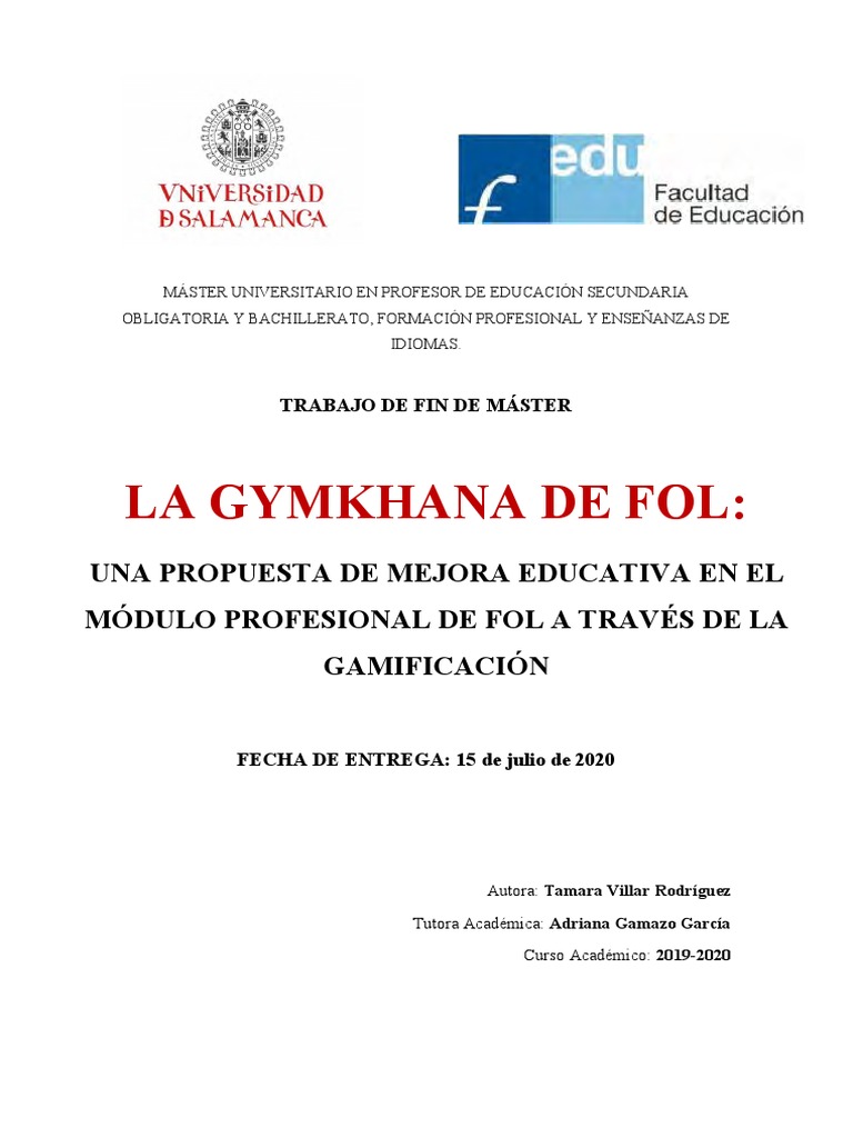 La Gymkhana de FOL. Una Propuesta de Mejora Educativa en El Módulo ...