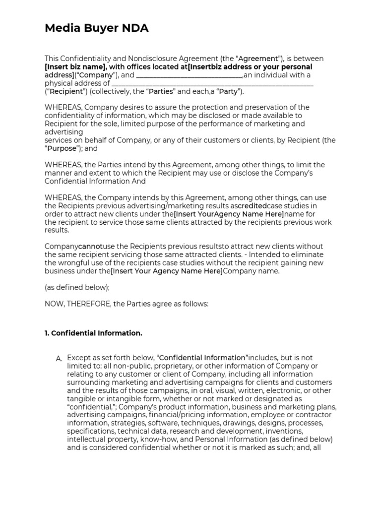 NDA Contract | PDF | Non Disclosure Agreement | Legal Remedy