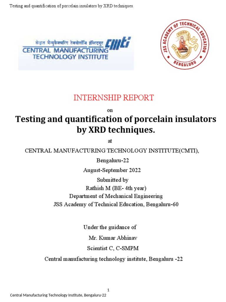 CMTI Final Report | PDF | X Ray Crystallography | Applied And ...