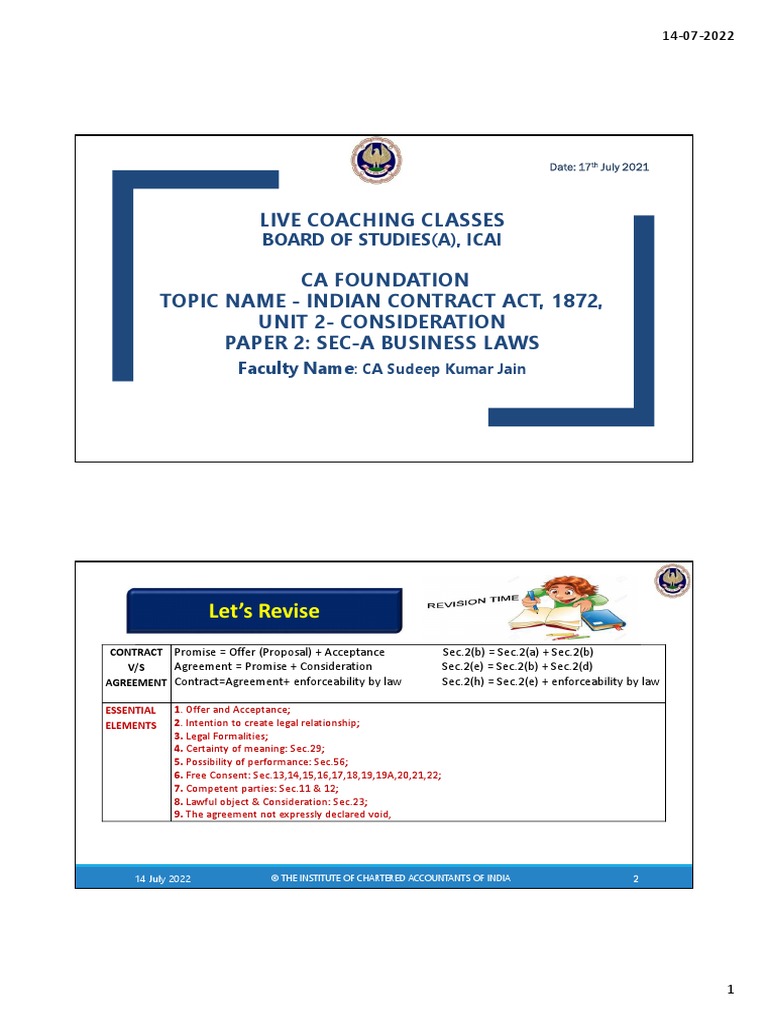 Business Laws ch-1 Unit 2 | PDF | Consideration | Assignment (Law)
