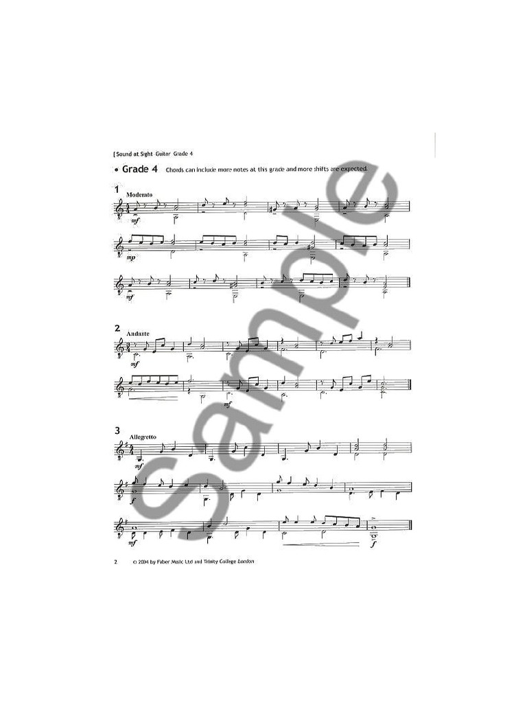 Sight Reading 4 Classical Guitar Example | PDF