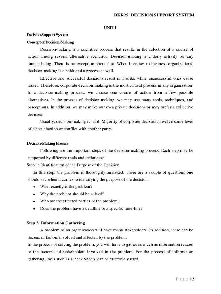An Introduction to Decision Support Systems: Components, Characteristics, and the Eight Steps of ...