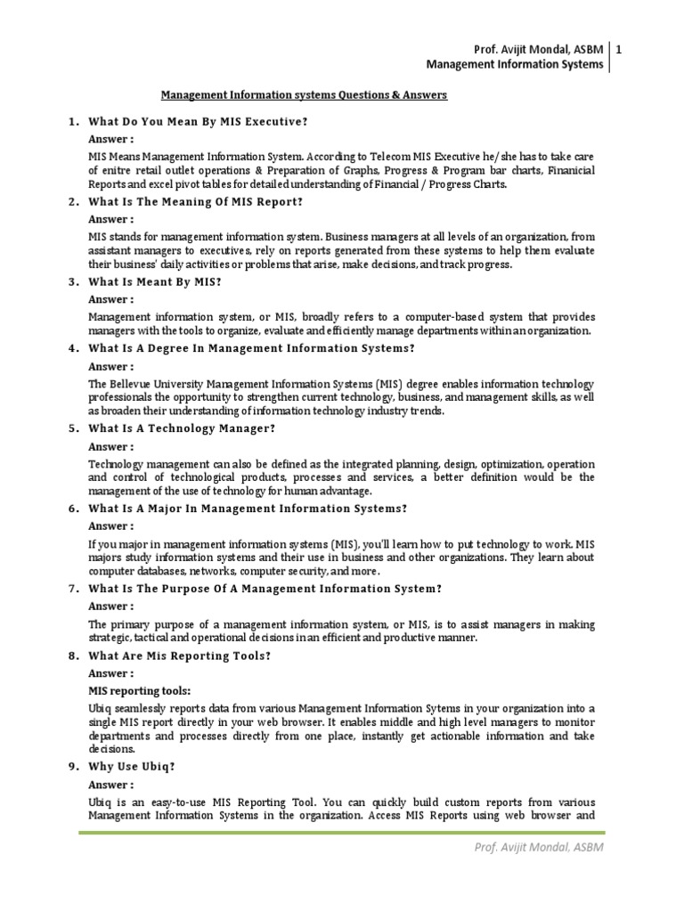 Management Information Systems Question Bank | PDF | Enterprise ...