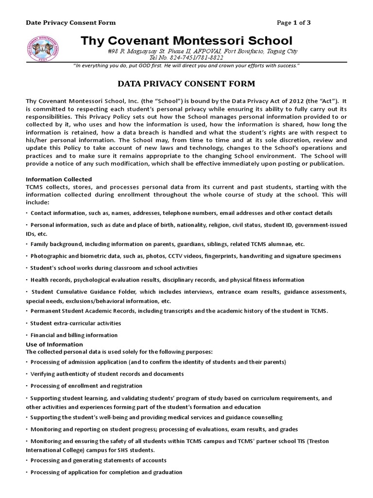 Data Privacy Consent Form for Students | PDF | Privacy | Information ...