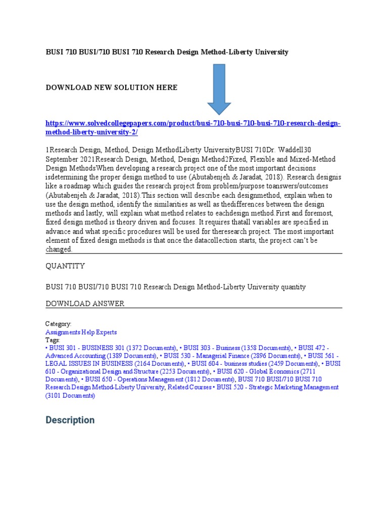 BUSI 710 Research Design Methods Guide | PDF | Research Design ...