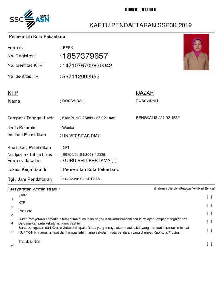 Kartu Ujian Rosi | PDF