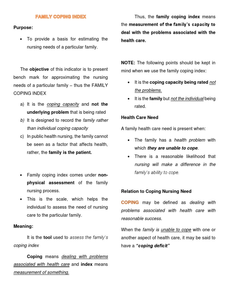 10-Family Coping Index | PDF | Nursing | Health Care