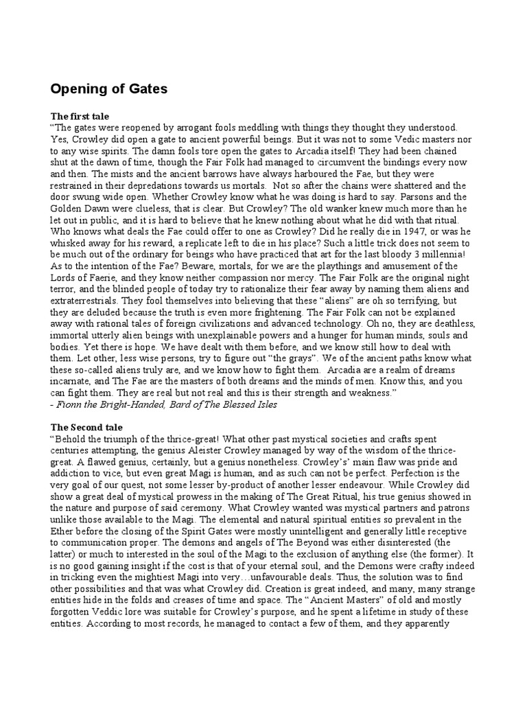 Hellbane - Opening of Gates | PDF | Fairies | Aleister Crowley