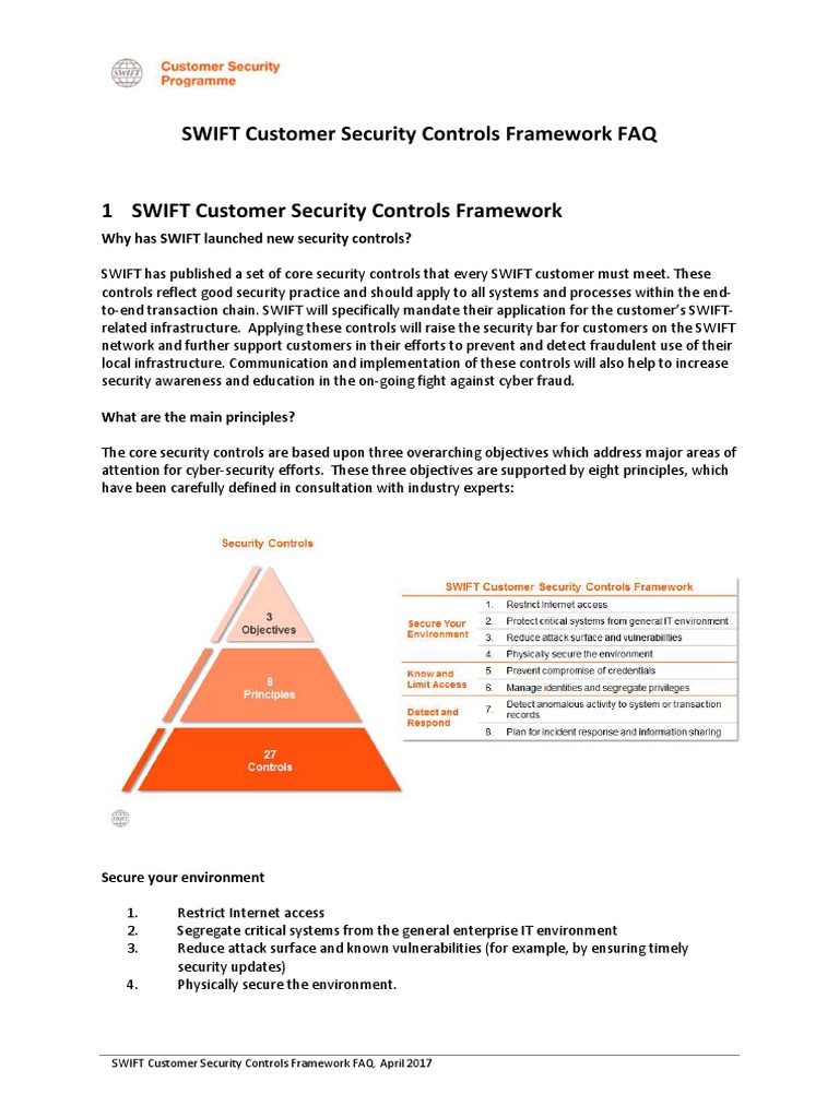 Swift Customer Security Controls Framewo Pdf Computer Security