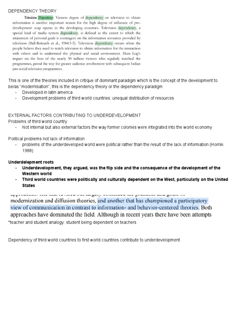 DEPENDENCY THEORY - Dependency Paradigm Against Dominant Paradigm | PDF ...