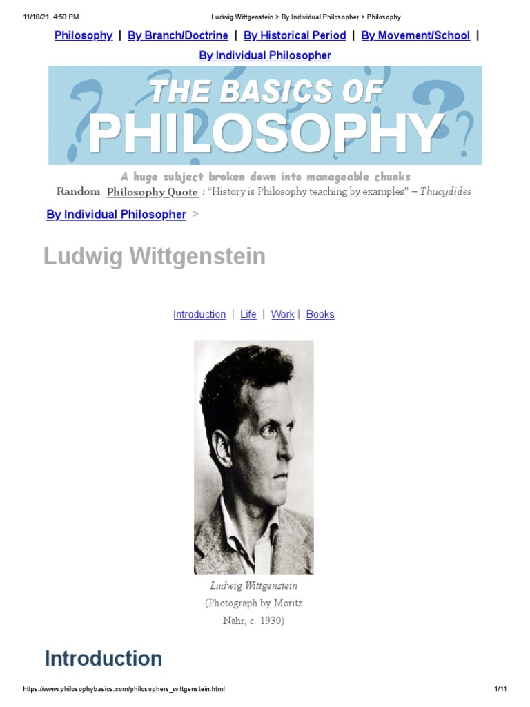 Ludwig Wittgenstein - by Individual Philosopher - Philosophy | PDF ...