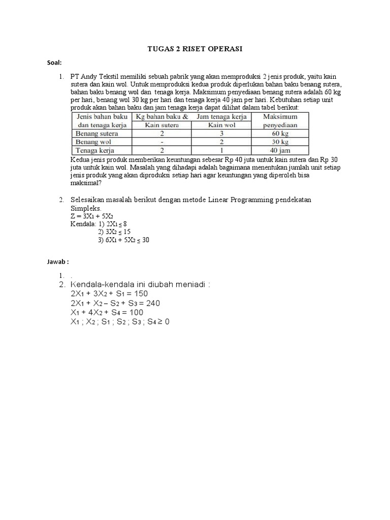 Tugas 2 Riset Operasi | PDF