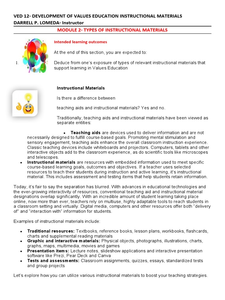 MODULE 2 Types of Instructional Materials | PDF | Teaching Method ...