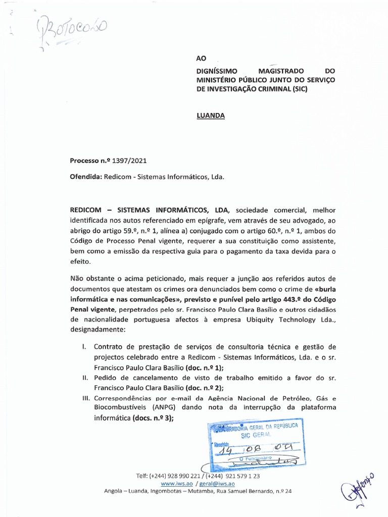 20210614-Requerimento À PGR - Redicom | PDF