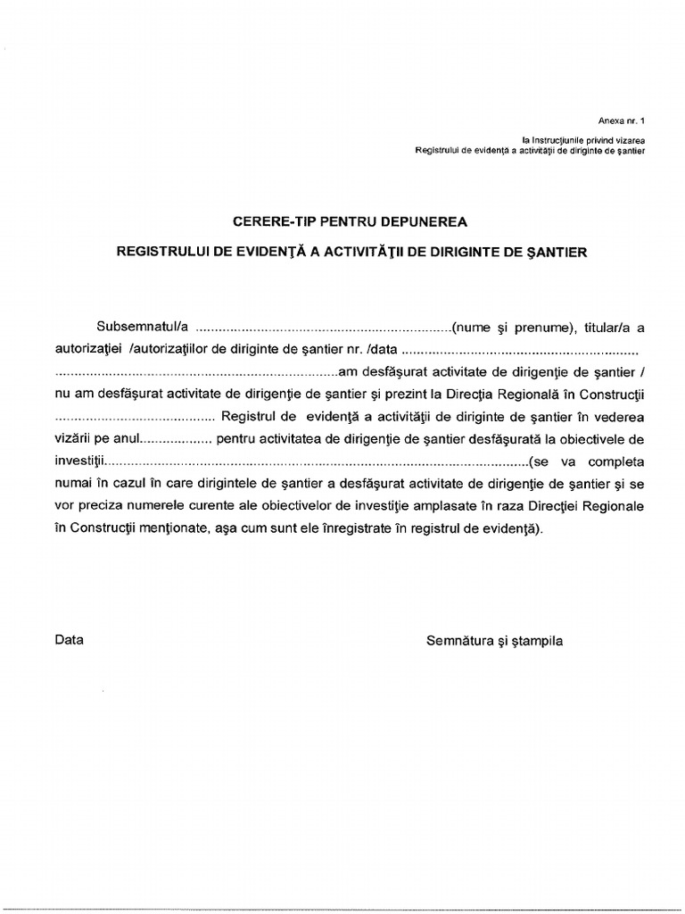 Cerere Registru Evidenta Diriginte | PDF