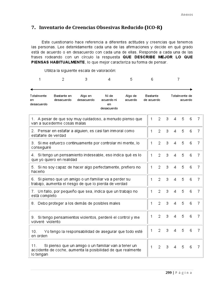 Inventario de Creencias Obsesivas Reducido (ICO-R) | Descargar gratis ...